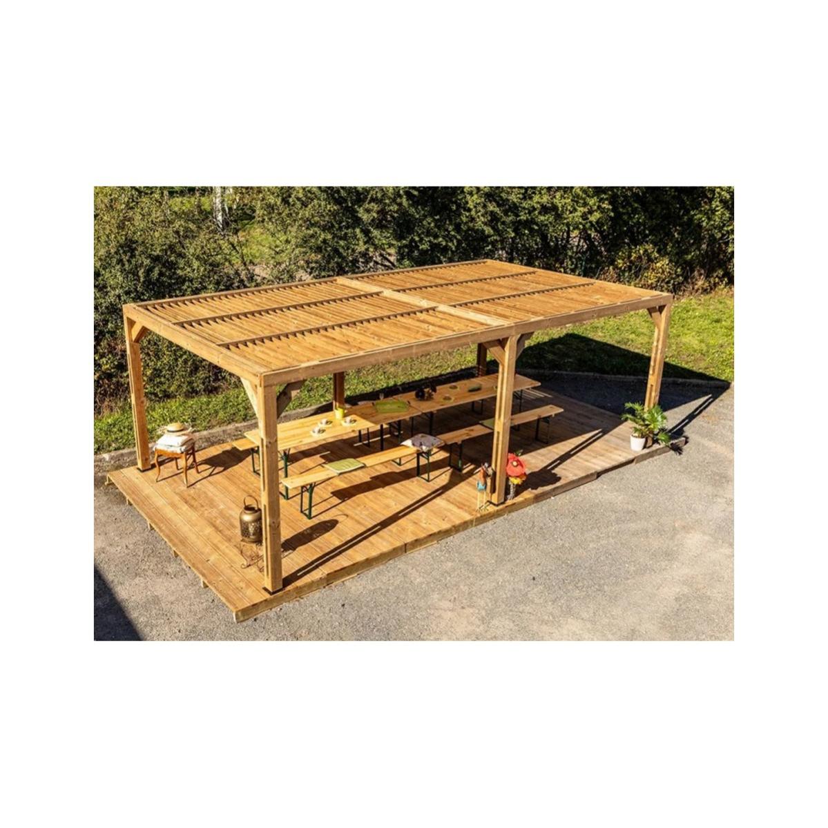 Gazebo Pergola in Legno 3.4x6 da Giardino Carport con Copertura ...