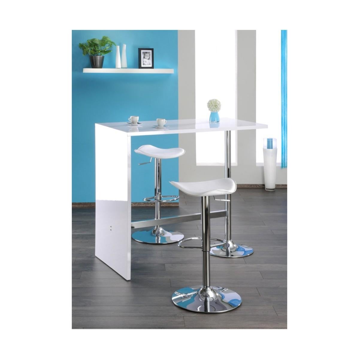 Set Tavolo Bar Alto 120x60 Bianco Lucido Mobile Bancone Senza Sgabelli ...
