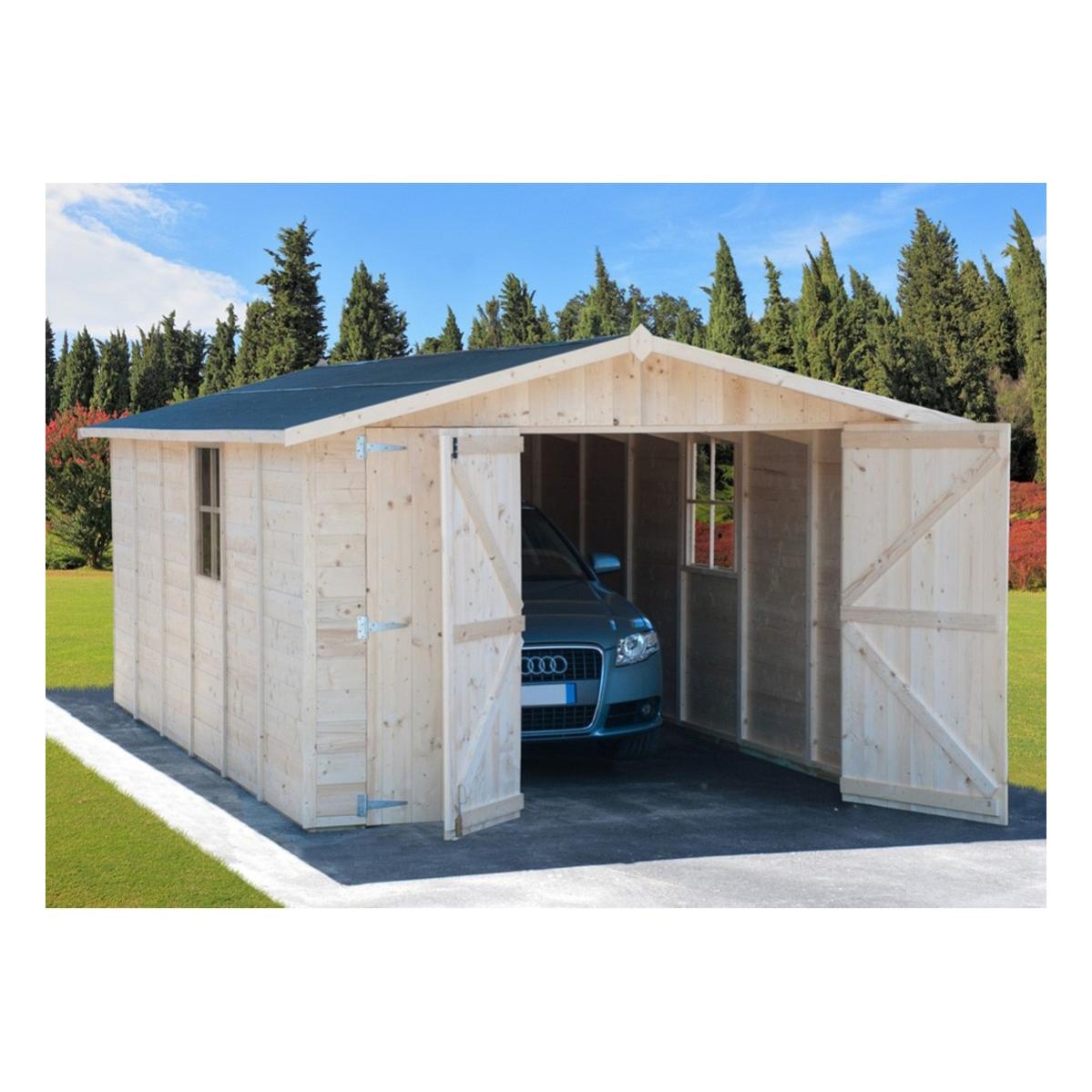 Garage Box Auto in Legno 3x6 mt a Pannelli 20 mm Tettoia Casetta Porta ...