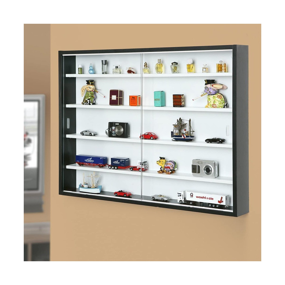 Vetrina Collezionismo Nera Modellini Modellismo Moderna Parete a Muro ...