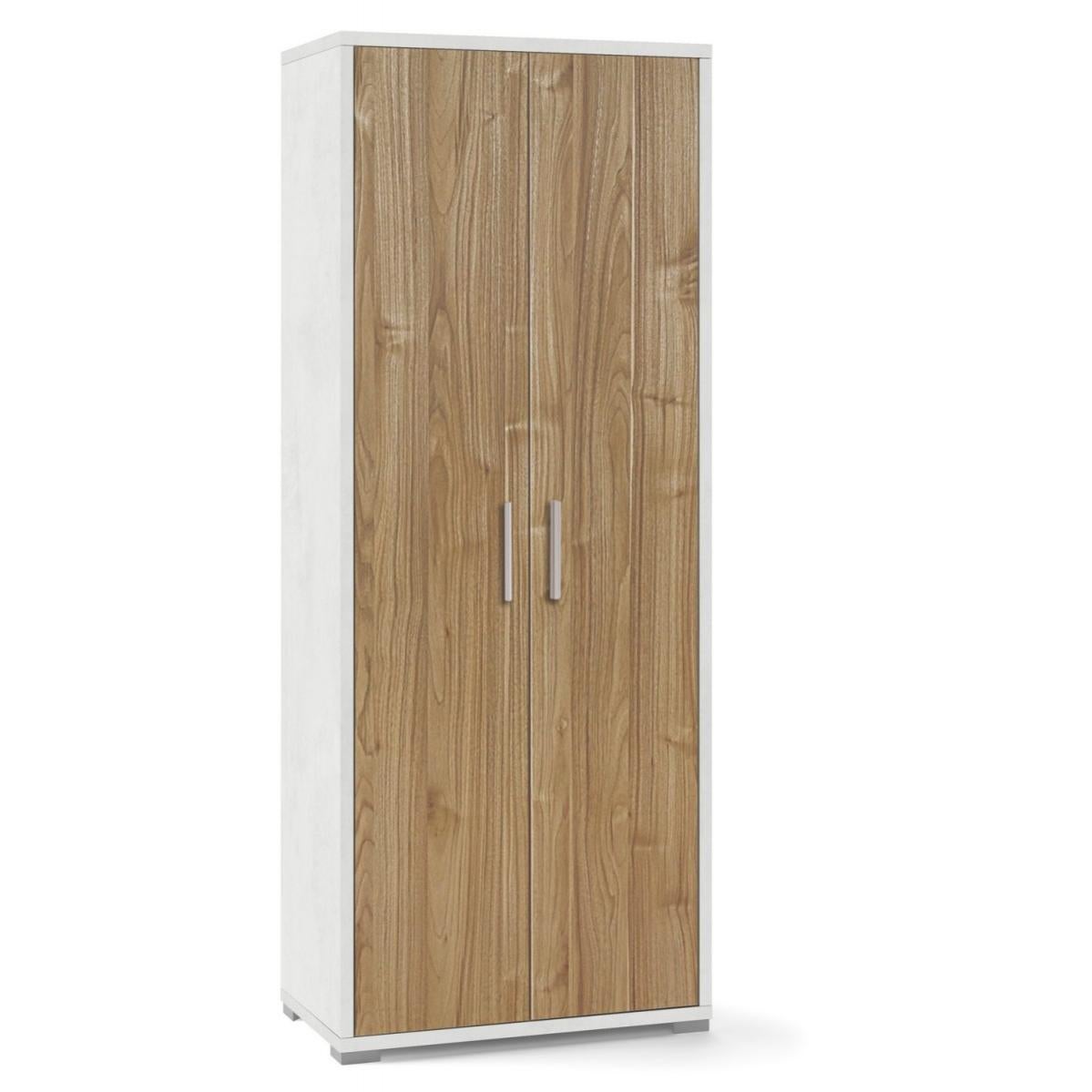 Mobile 2 Ante Bianco Noce Multiuso Legno Armadio Ripiani Scaffali ...