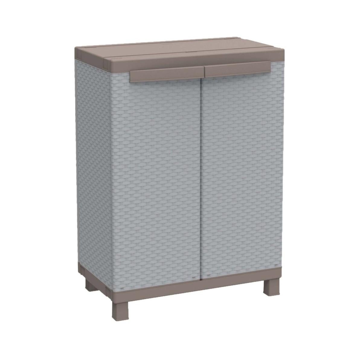 Armadio Basso Esterno in Resina con Ripiani Mobile Rattan da Balcone ...