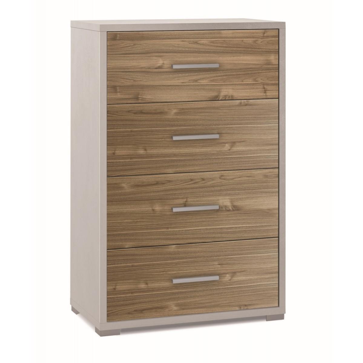 Cassettiera Como Bianco Noce Mobile 4 Cassetti da Ufficio Camera Legno | Leroy Merlin