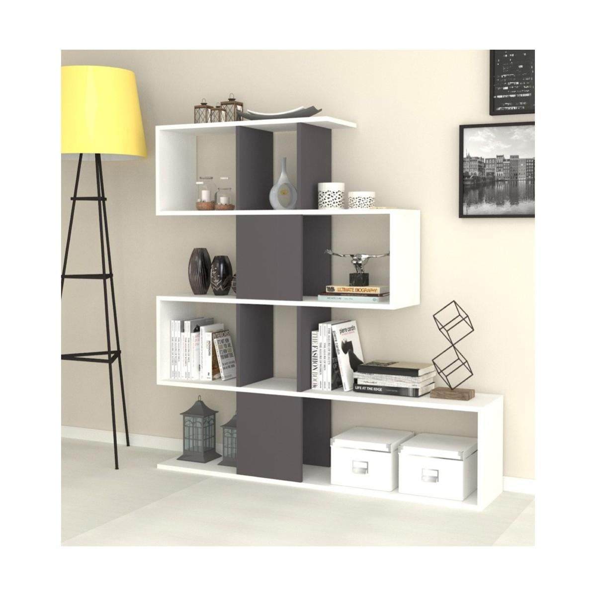 Libreria a Cubi Snake Bianca Moderna Mensole Mobile in Legno Scaffali ...