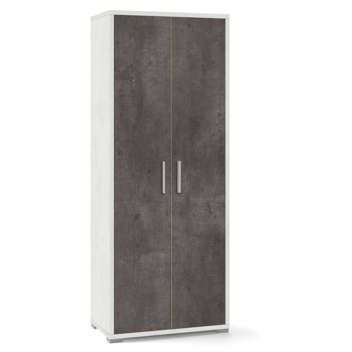 Mobile 2 Ante Bianco Nero Armadio Alto 180 cm Ripiani Scaffali Camera ...