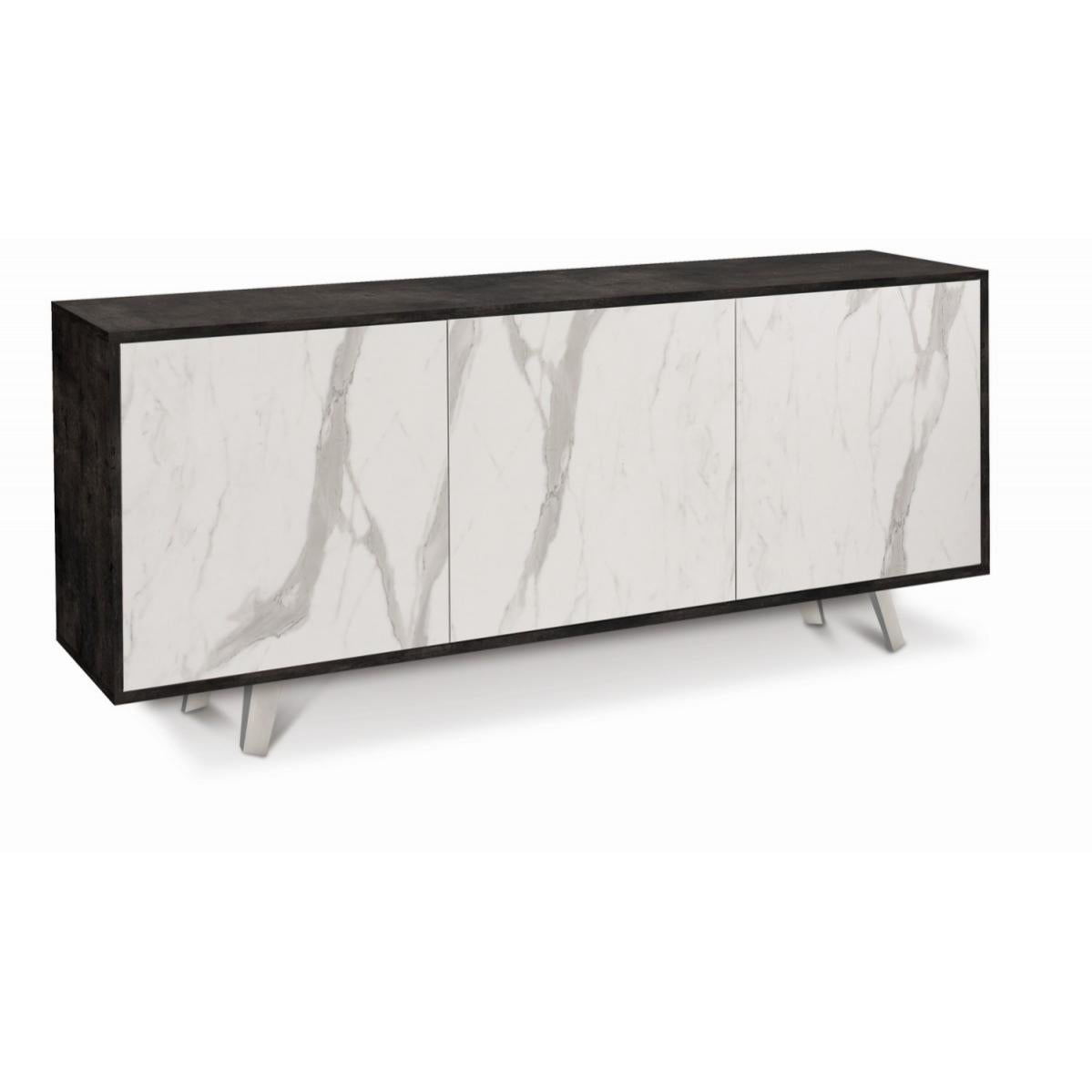 Mobile 3 Ante Nero Marmo Contenitore Buffet Armadio Soggiorno Credenza | Leroy Merlin