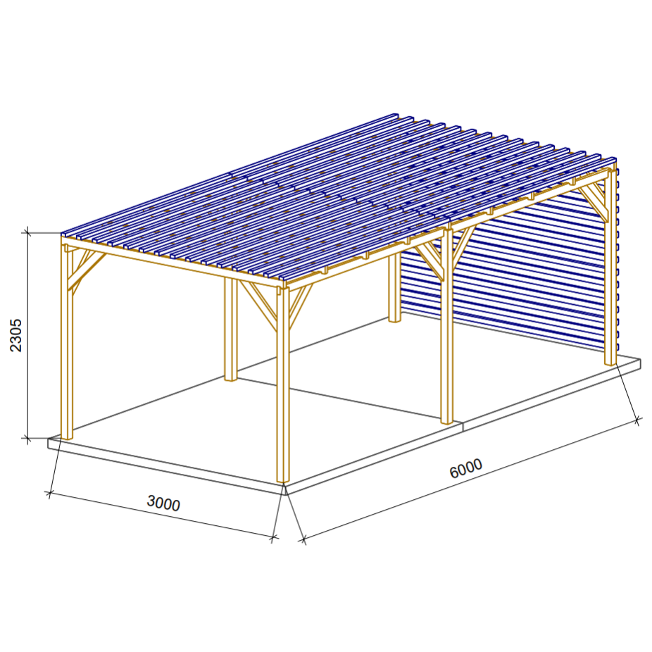 Pergola en bois massif 6x3, classe 3, durable, toiture brise soleil et ...