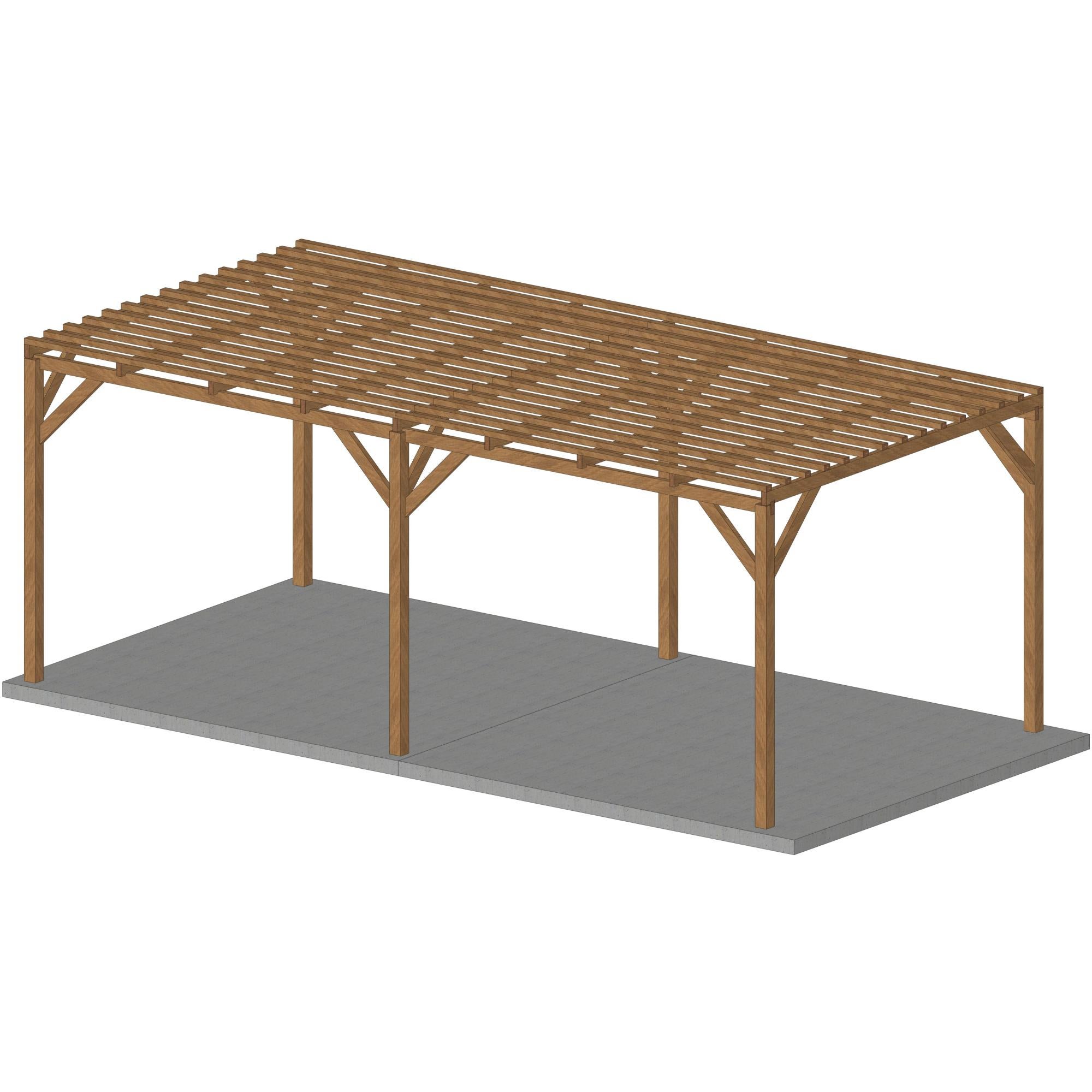 Pergola en bois massif 6x3, classe 3, durable, toiture brise soleil ...