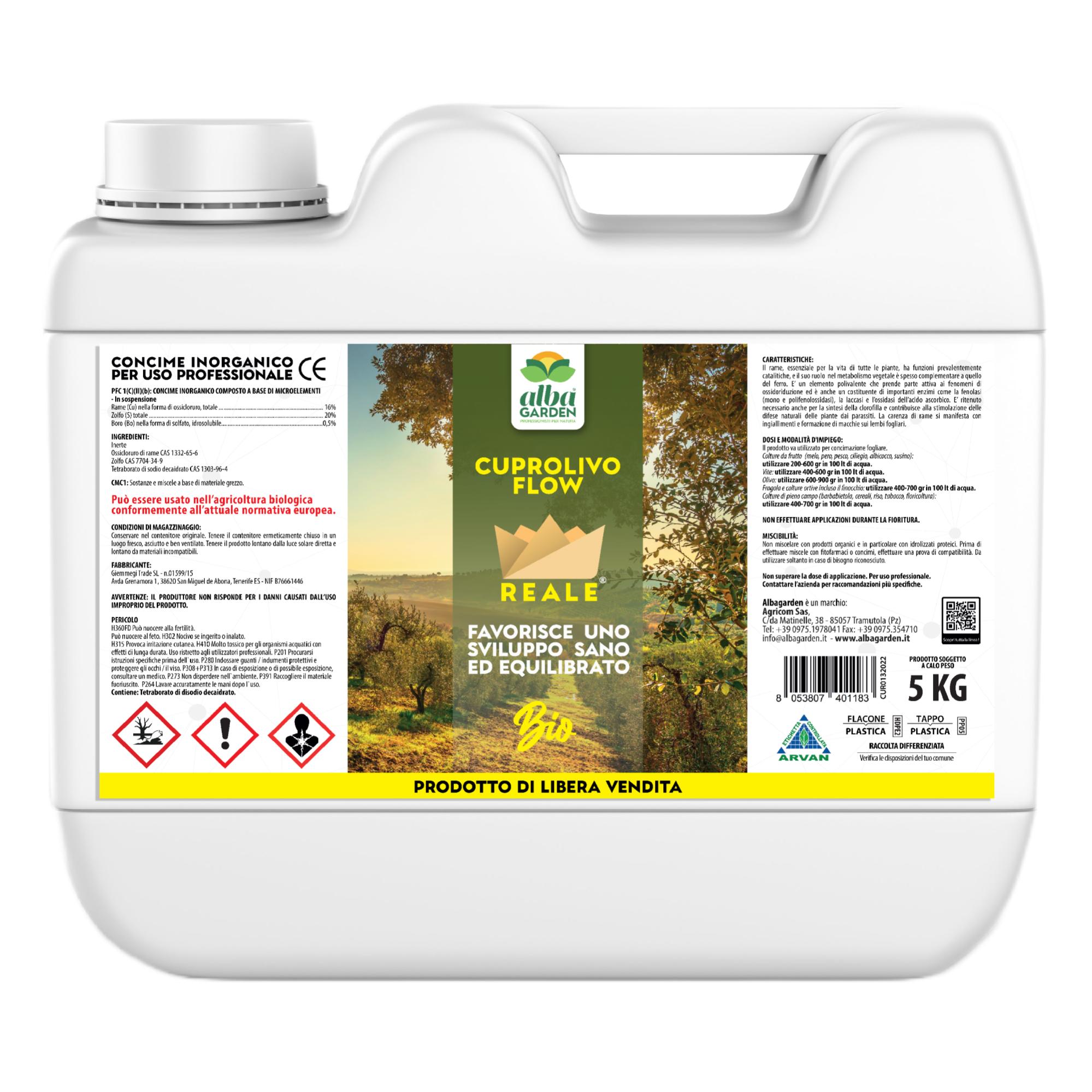 Cuprolivo Flow Albagarden - Rame + Zolfo Fungicida, Biologico, Per Olivo Contro Oidio Mal Bianco ...