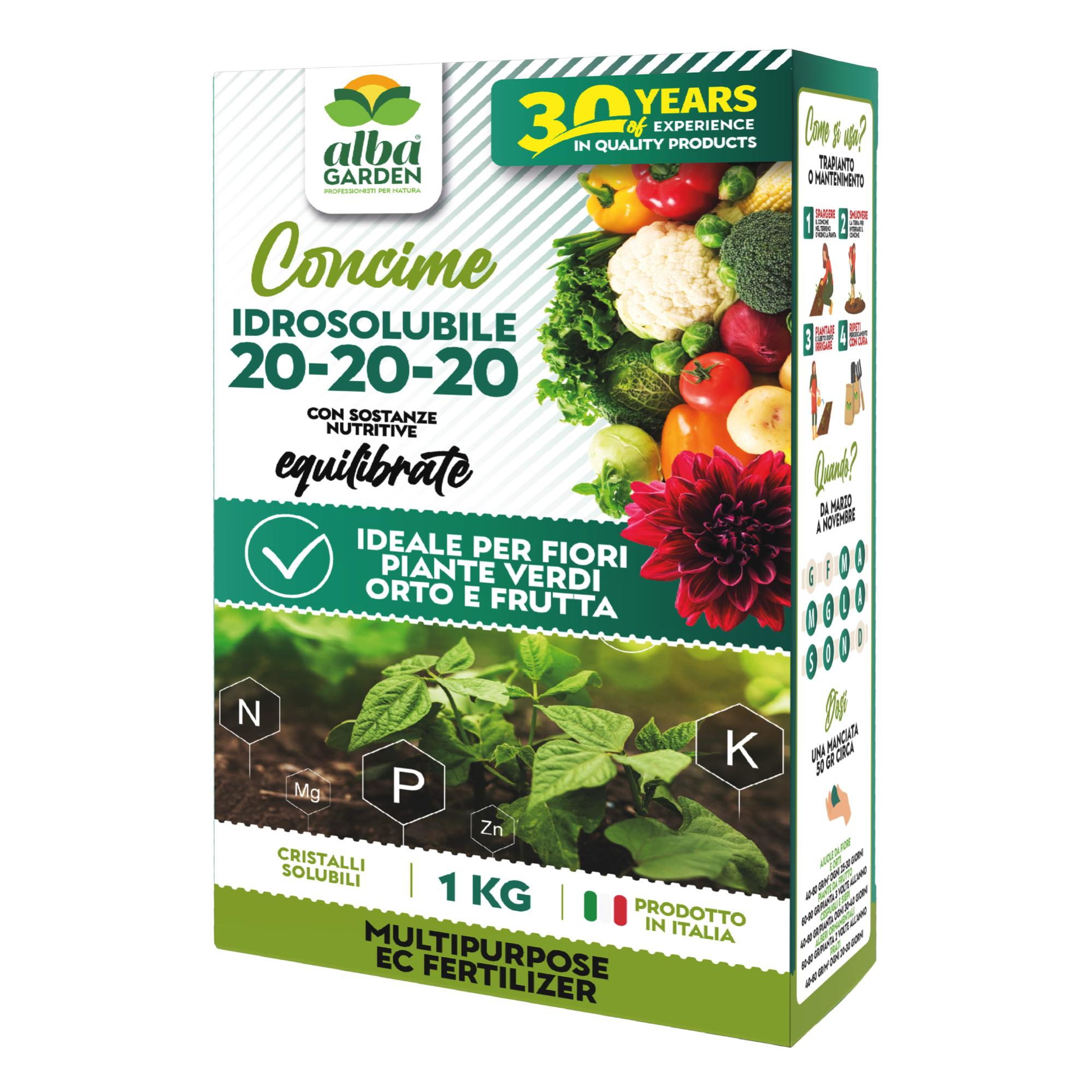 Concime Idrosolubile Fertilizzante - Rapporto Bilanciato NPK 20 20 20 ...