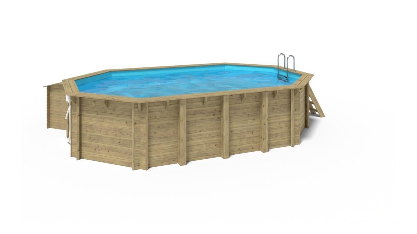 Piscina in legno 6,53x4,41 - H.1,42 m - con filtrazione e locale ...