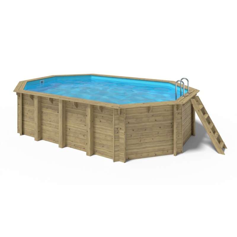 Piscina da giardino in legno - 6,09m x 3,97m x H.1,42m - ottagonale ...