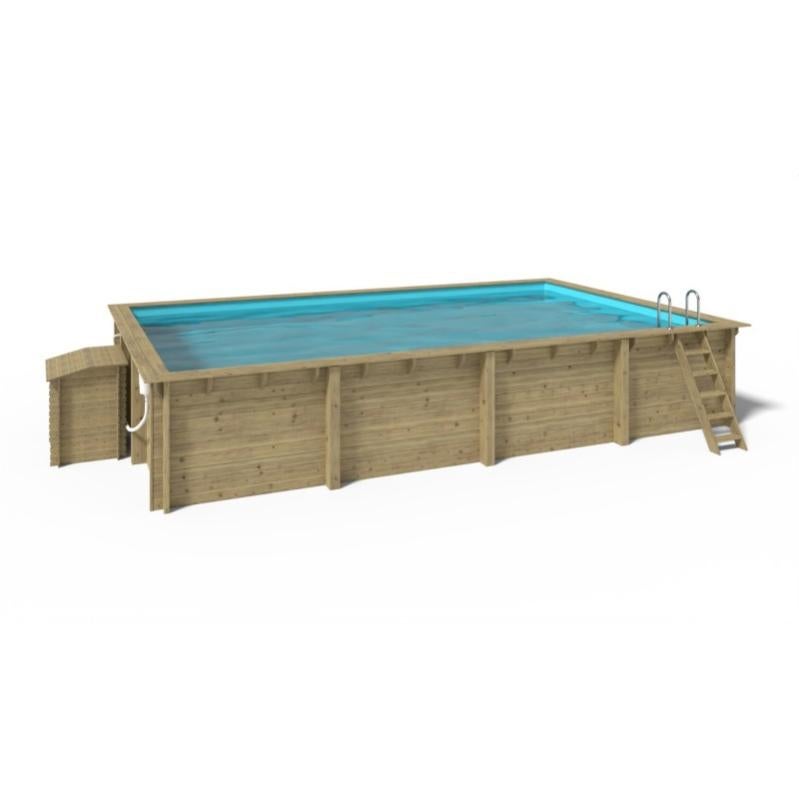 Piscina da giardino in legno - 6,76m x 3,76m x H.1,45m - rettangolare ...
