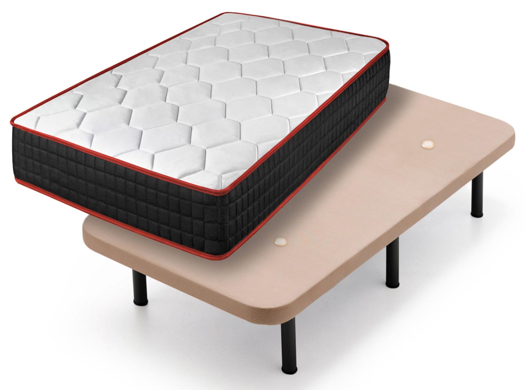 Colchón Viscoelástico Cool Viscofresh + Base Tapizada Beige con 6 Patas ...