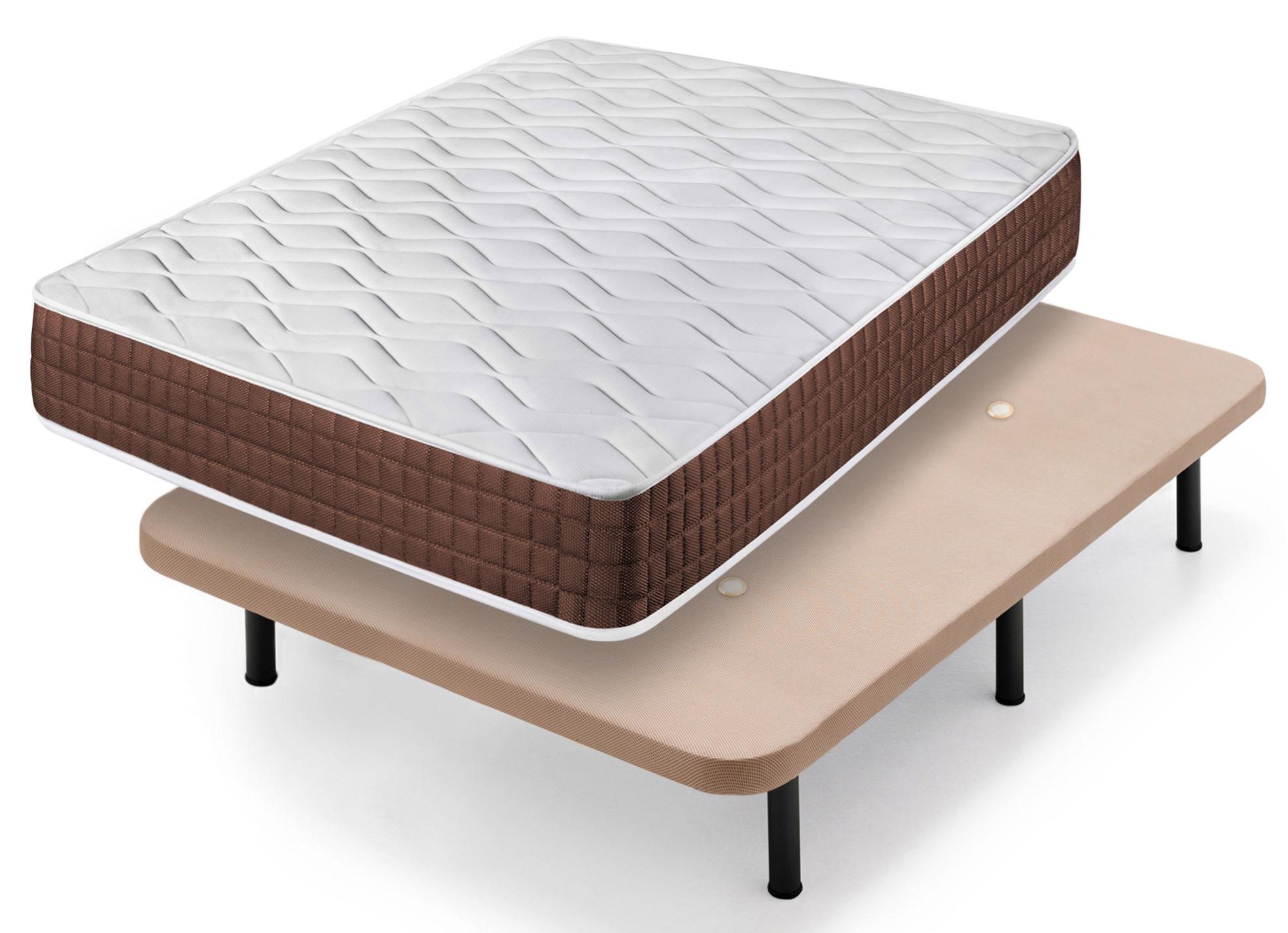 Colchón Viscoelástico Stylus + Base Tapizada Beige con 6 Patas de 32 cm ...