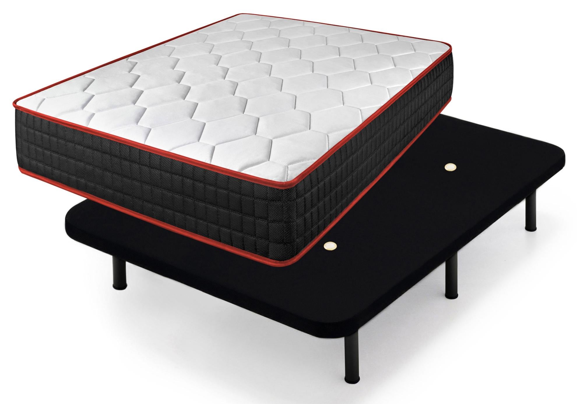 Colchón Viscoelástico Cool Viscofresh + Base Tapizada Negro con 7 Patas ...