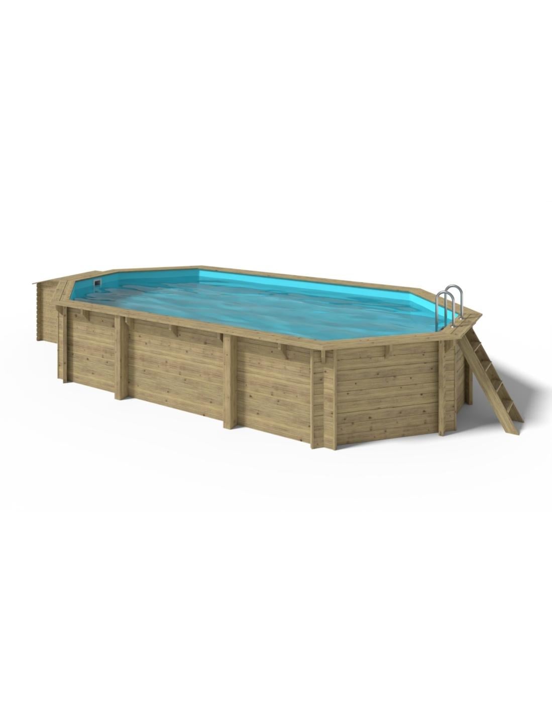 Piscina in legno 7,57x4,07 - H.1,31 m - con filtrazione e locale ...