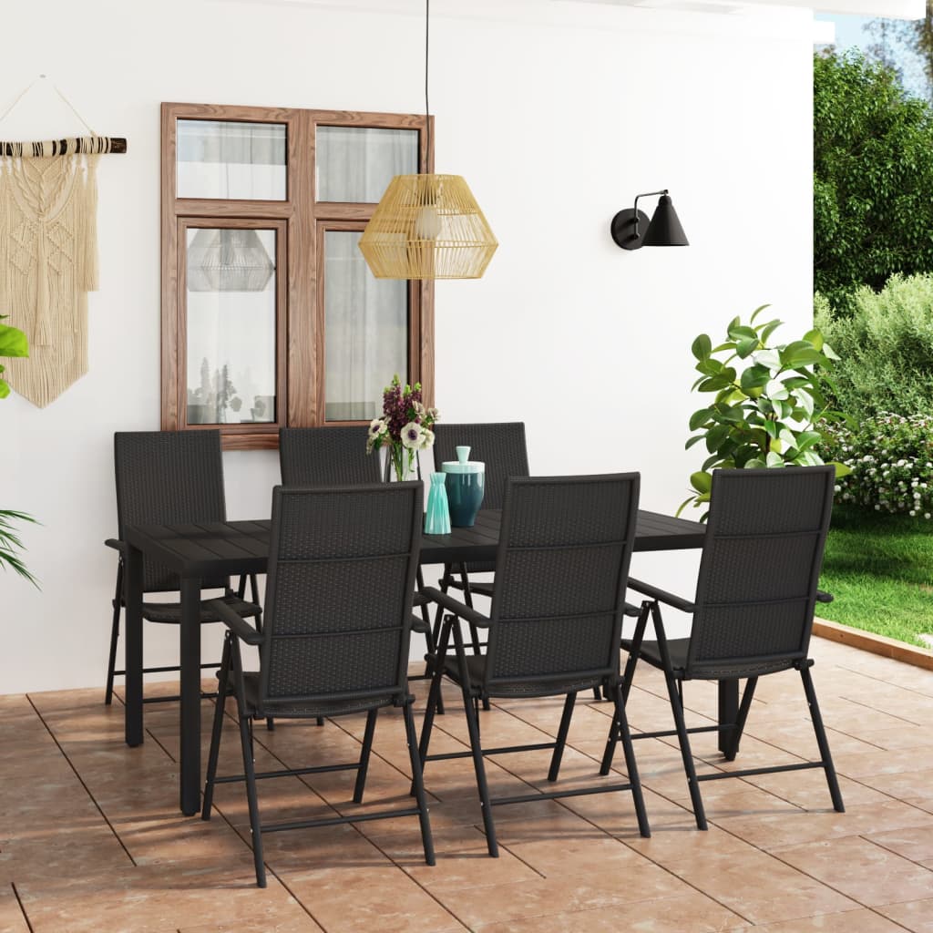 Maison Exclusive - Ensemble de salle à manger de jardin 7 pcs Noir ...