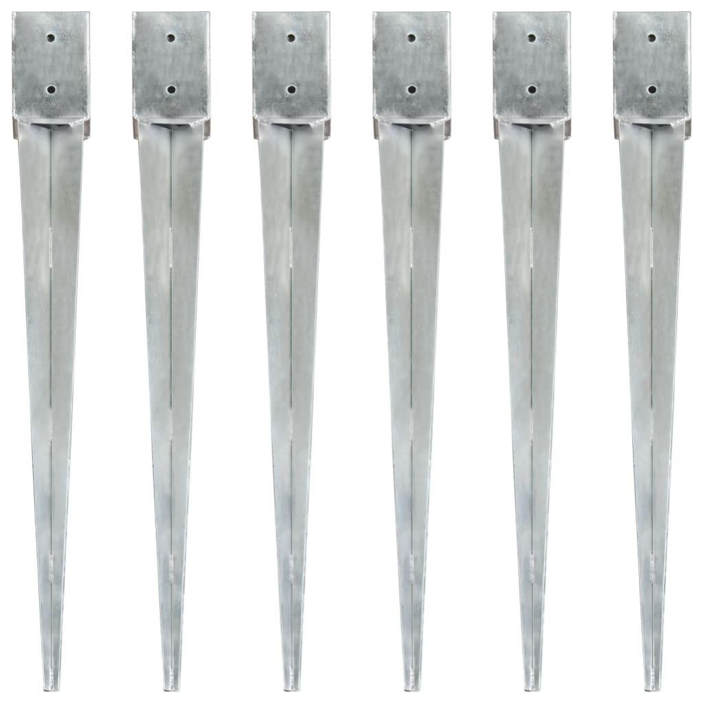 Maison Exclusive - Piquets au sol 6 pcs Argenté 10x10x91 cm Acier ...