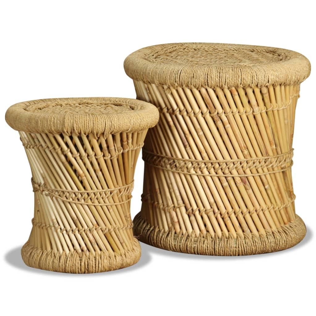 Maison Exclusive - Tabourets lot de 2 Bambou et jute | Leroy Merlin