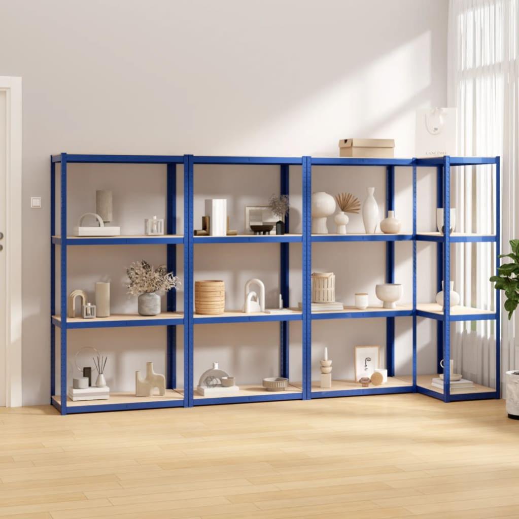 Maison Exclusive - Scaffali a 4 Ripiani 4 pz Blu in Acciaio e Legno ...