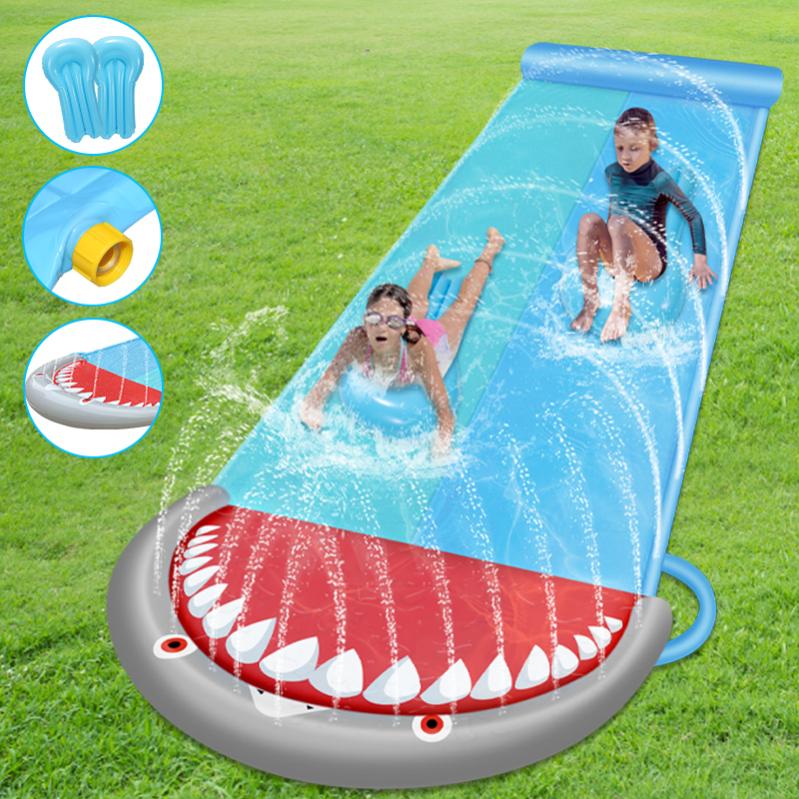 Toboggan aquatique Toboggan aquatique Double toboggan Pelouse en PVC ...