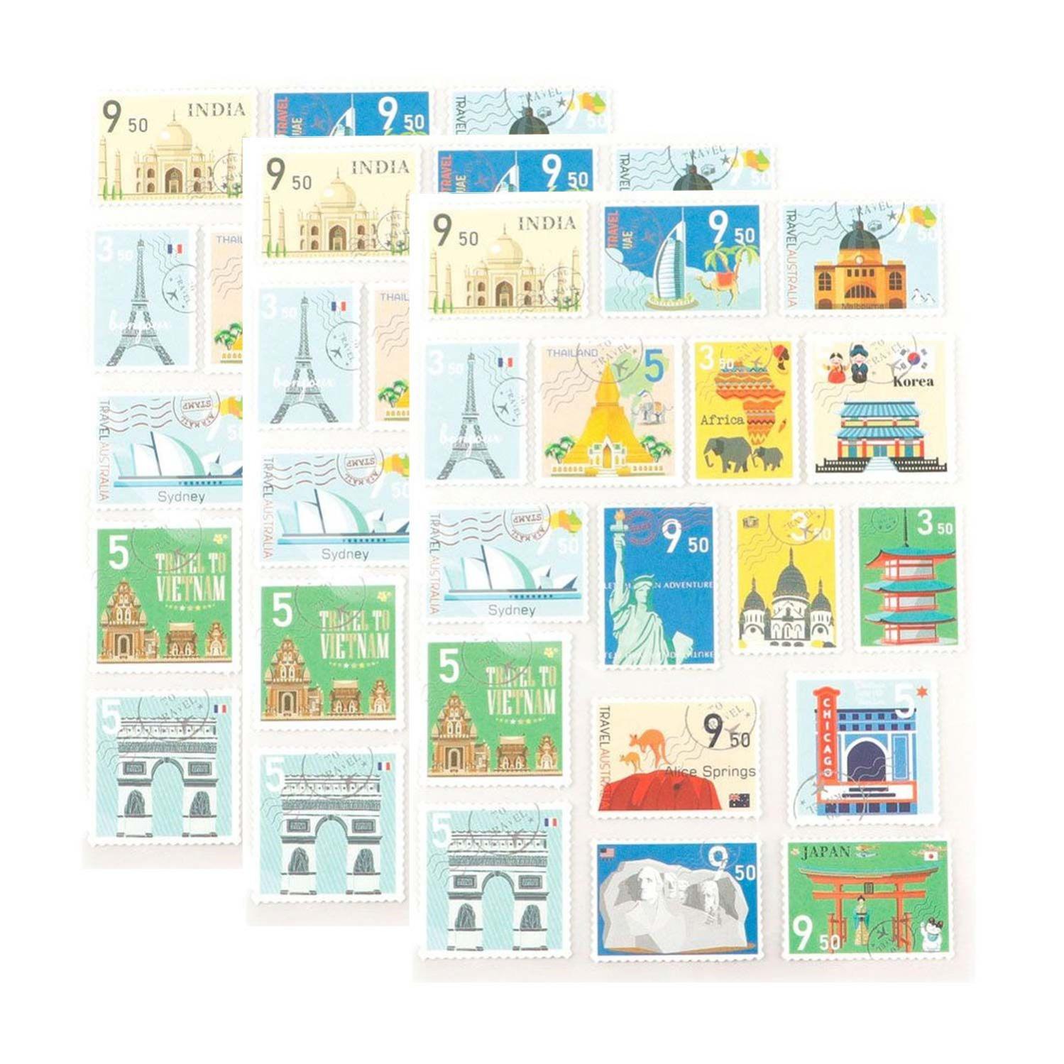 153 stickers en forme de timbres - pays 3 cm - Graine Créative | Leroy ...