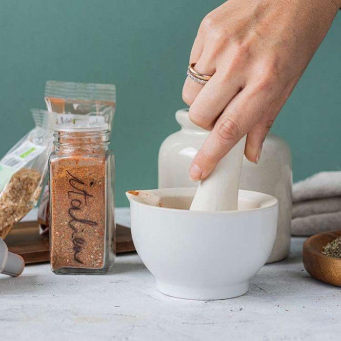 Mortaio e pestello in gres bianco + Benzoino del Laos | Leroy Merlin