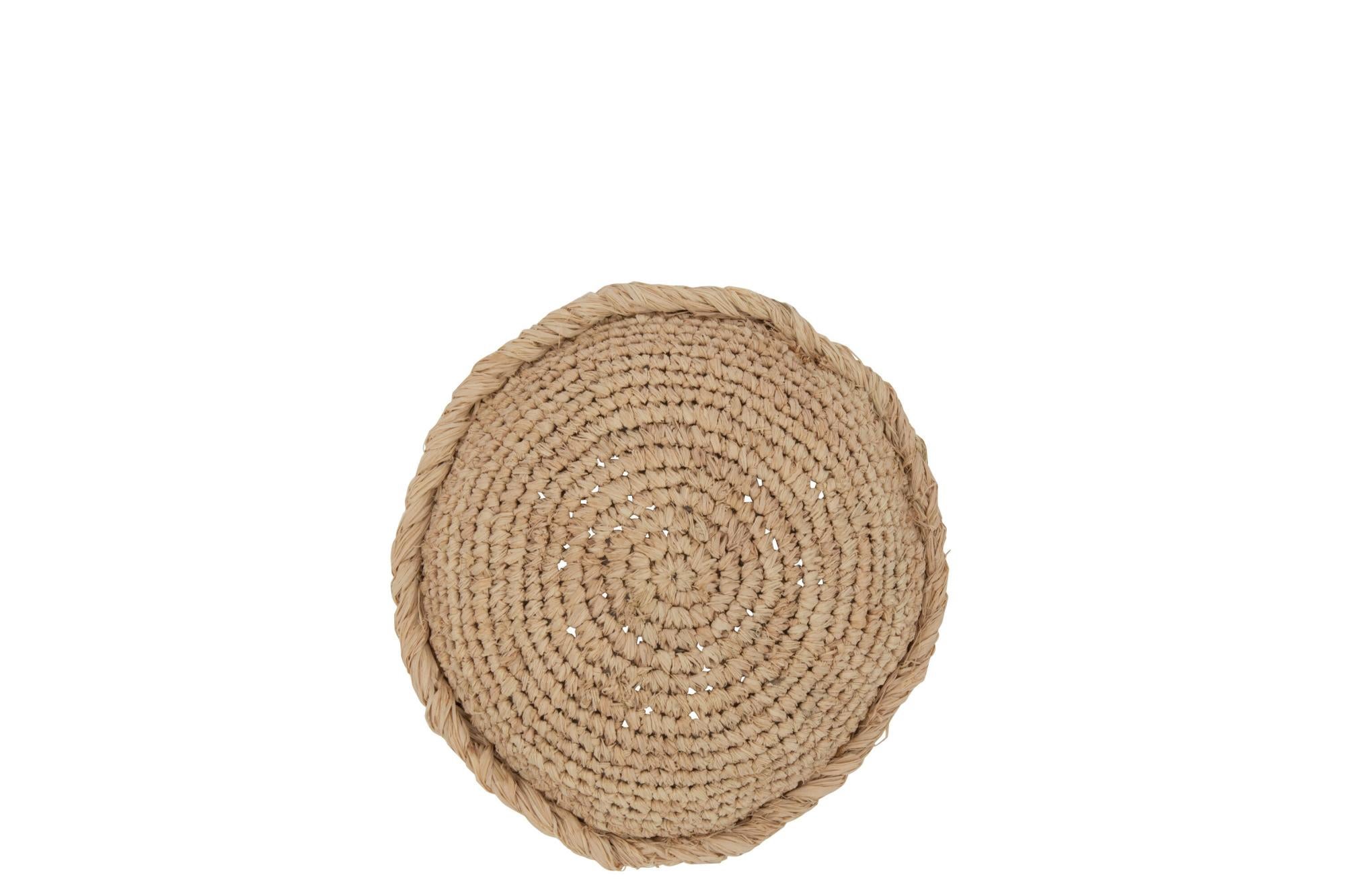 Coussin rond 1 cote roseau/textile naturel 34x34x10cm | Leroy Merlin
