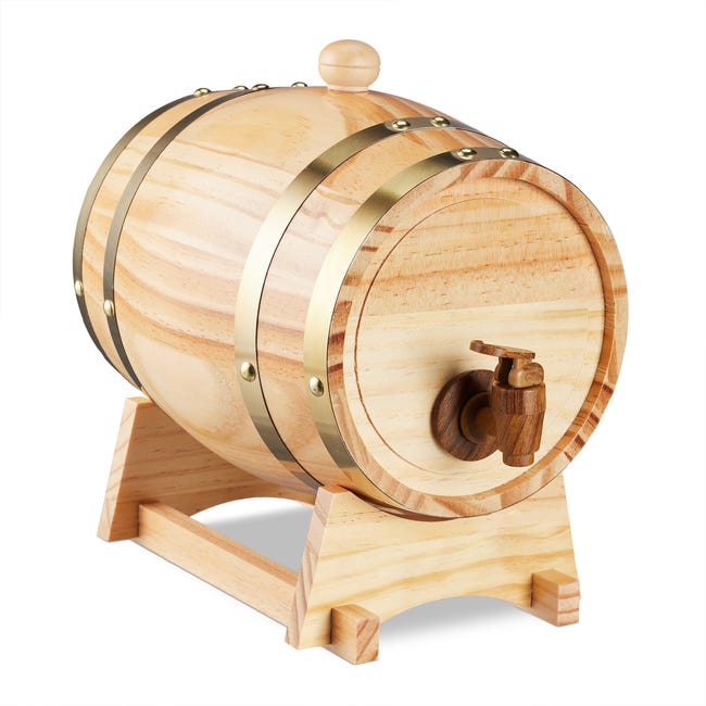 Relaxdays Botte Da 22 Litri Per Liquori Piccolo Barile In Legno Con Rubinetto E Supporto Per