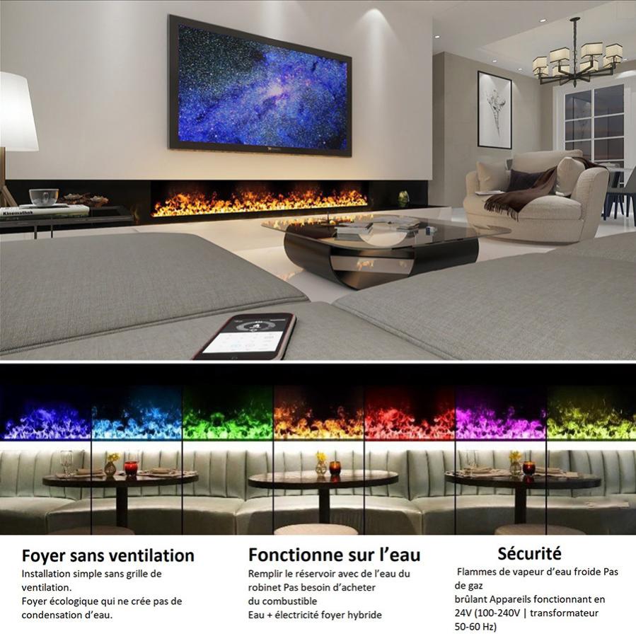 Cheminée électrique à vapeur d’eau 3D bluetooth 2810mm NE CHAUFFE PAS | Leroy Merlin