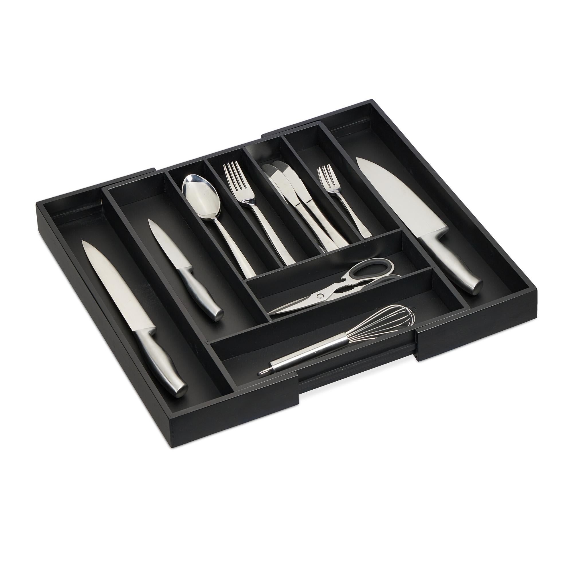 Relaxdays Portaposate da Cassetto Allungabile, 5 x 33,5-49,5 x 44,5 cm ...