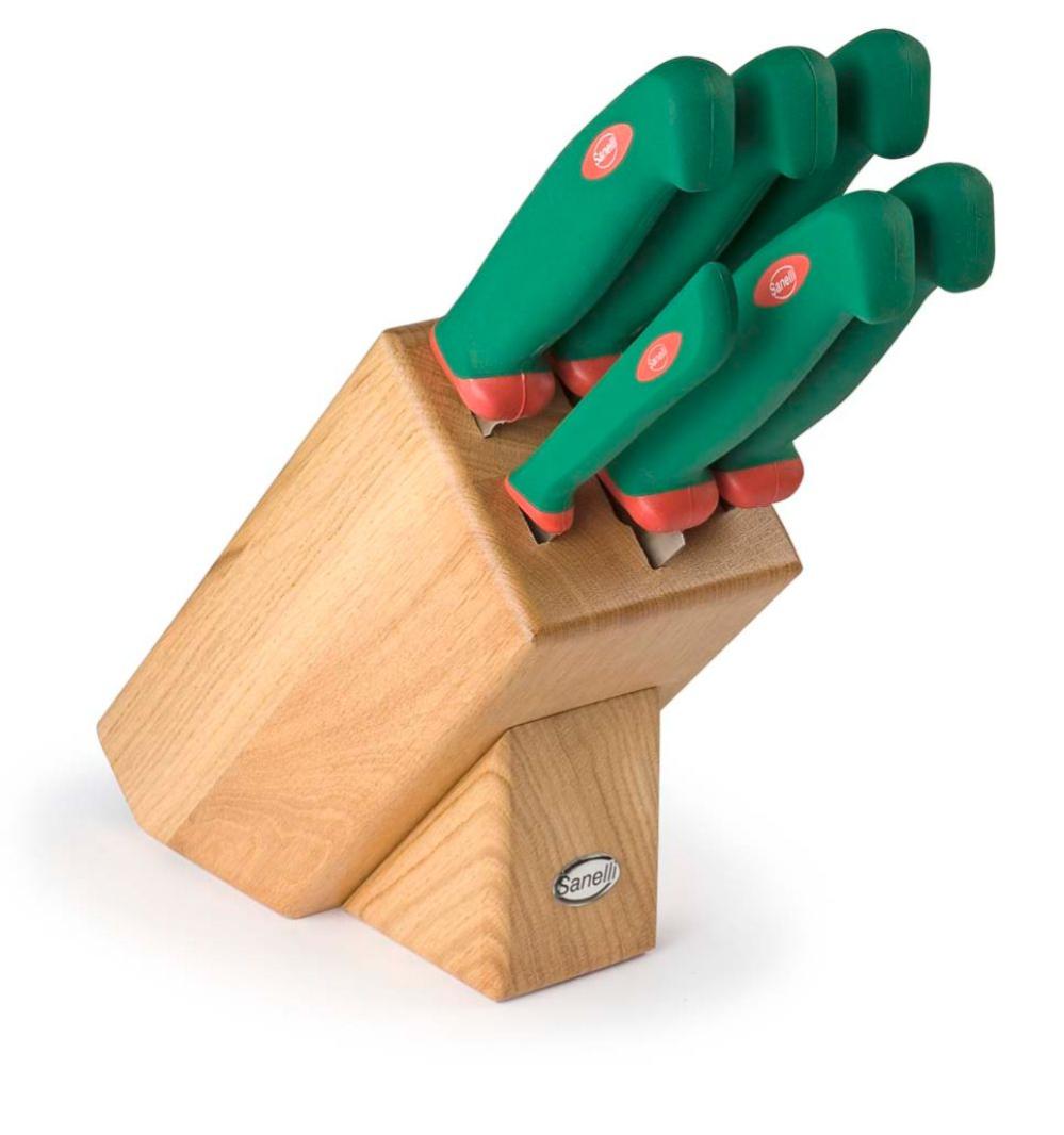 Ceppo Obliquo in Rovere 6 Coltelli Professionali Sanelli Premana ...