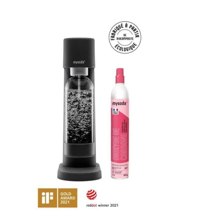 MYSODA Soda Machine Woody Black, 1 bottiglia da 1L, 1 bombola di CO2 ...