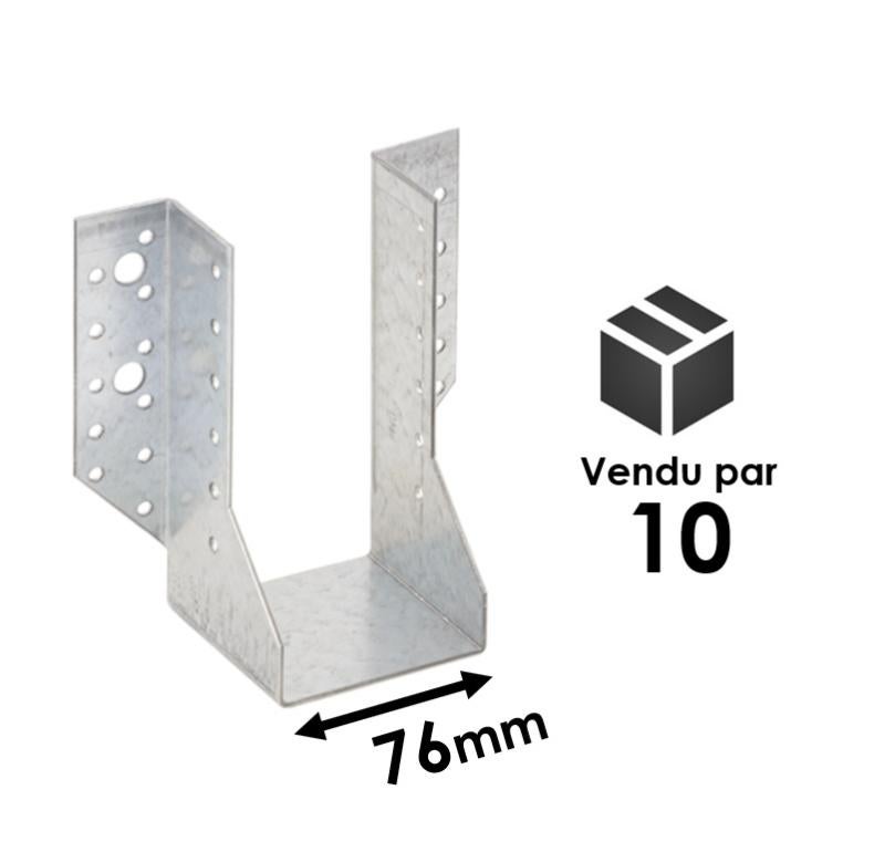 Sabot acier galvanisé Largeur 76 x Hauteur 152 avec ailettes ...