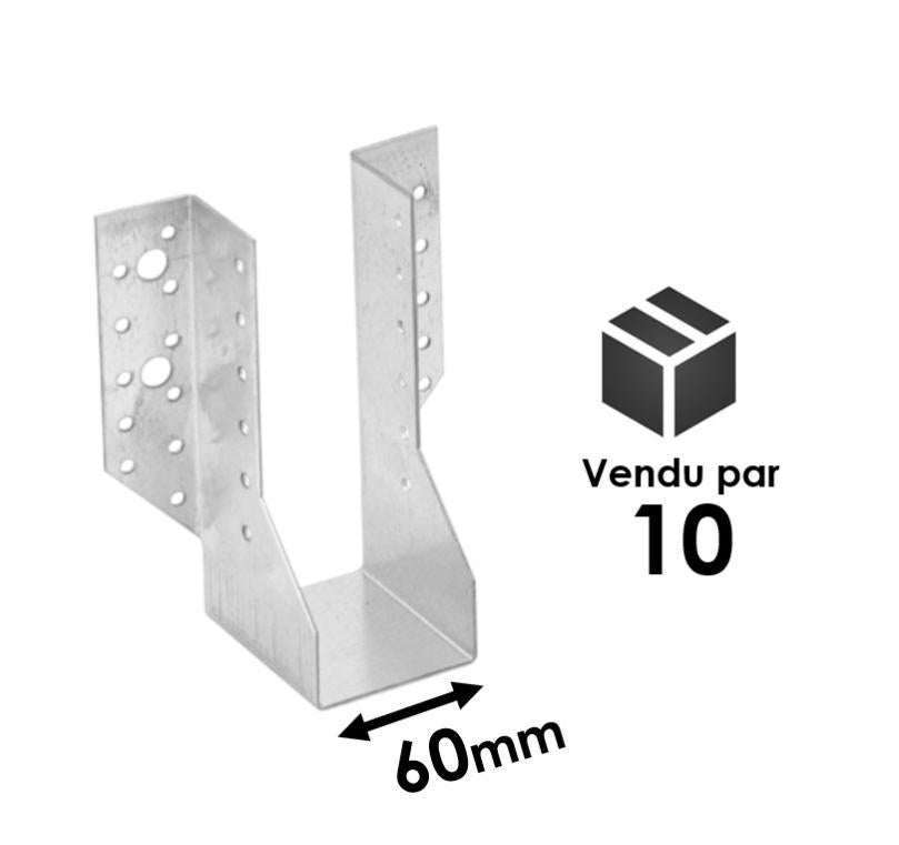 Sabot acier galvanisé Largeur 60 x Hauteur 160 avec ailettes ...