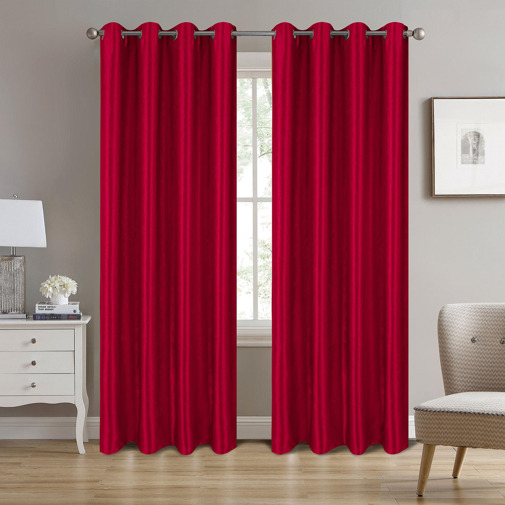 Paire de rideaux occultants à motifs géométriques - Rouge - 140x260 cm ...