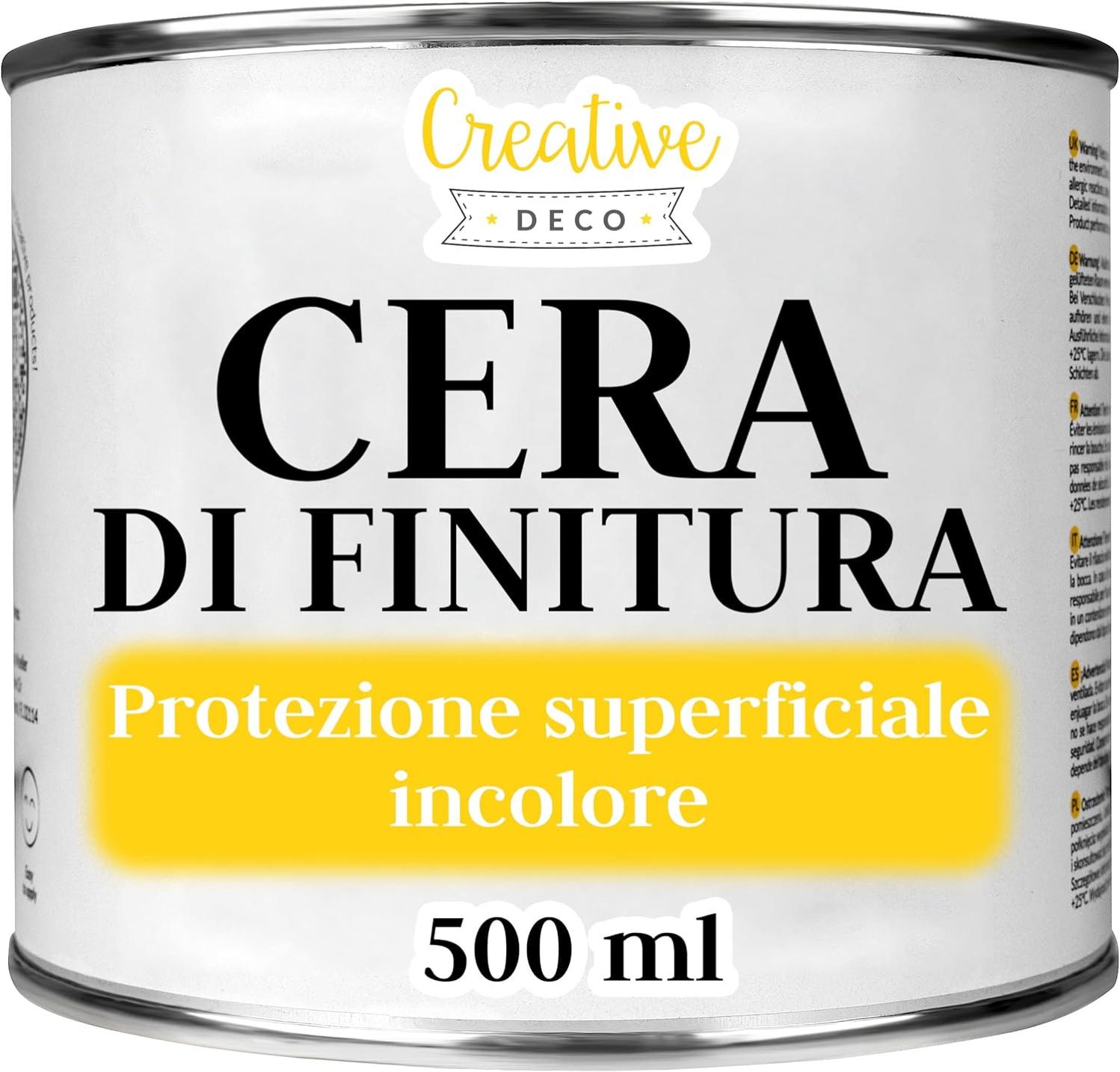 Creative Deco 500ml Cera di Finitura Trasparente Lucida per Legno ...