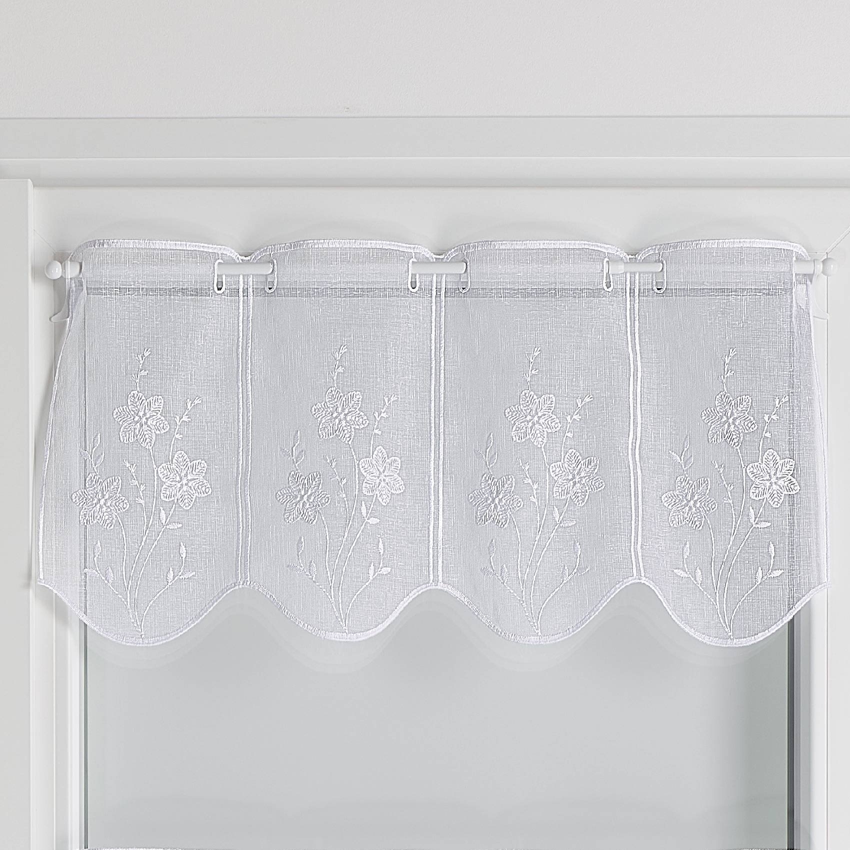 Brise bise brodé de petites fleurs - Blanc - 0.9x0.9 m - Polyester ...