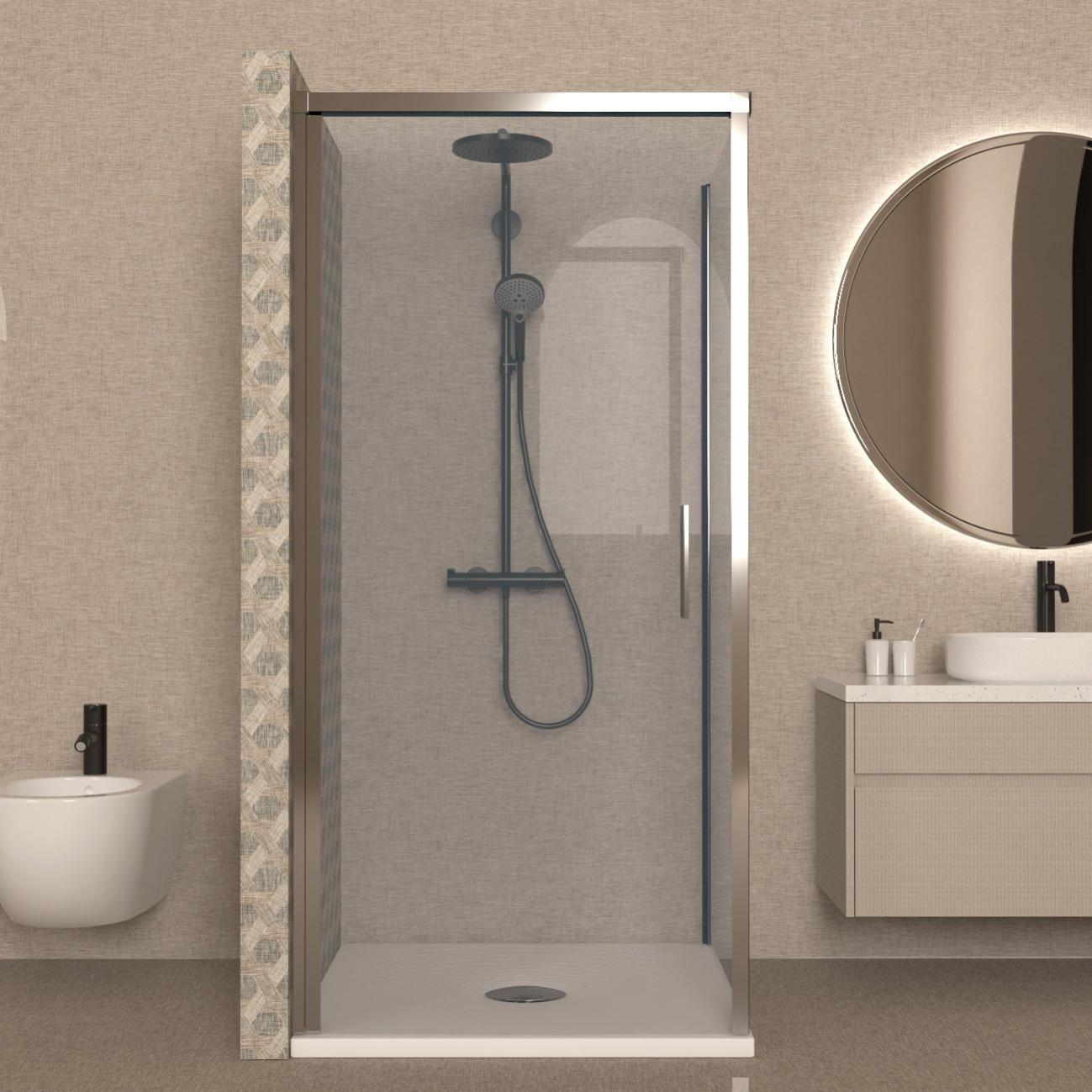 Box Doccia 70x90 cm Battente Vetro Trasparente Reversibile - Spazio | Leroy Merlin