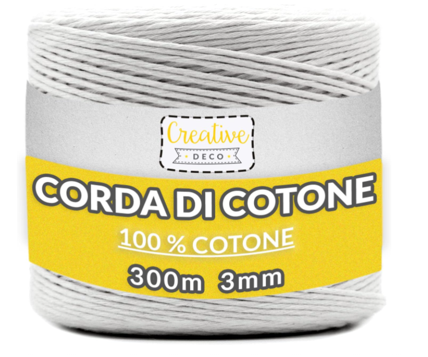 Creative Deco Corda Macrame 3mm x 300m Filo Cotone Bianco | Cotone per Uncinetto | Filo Macramè ...