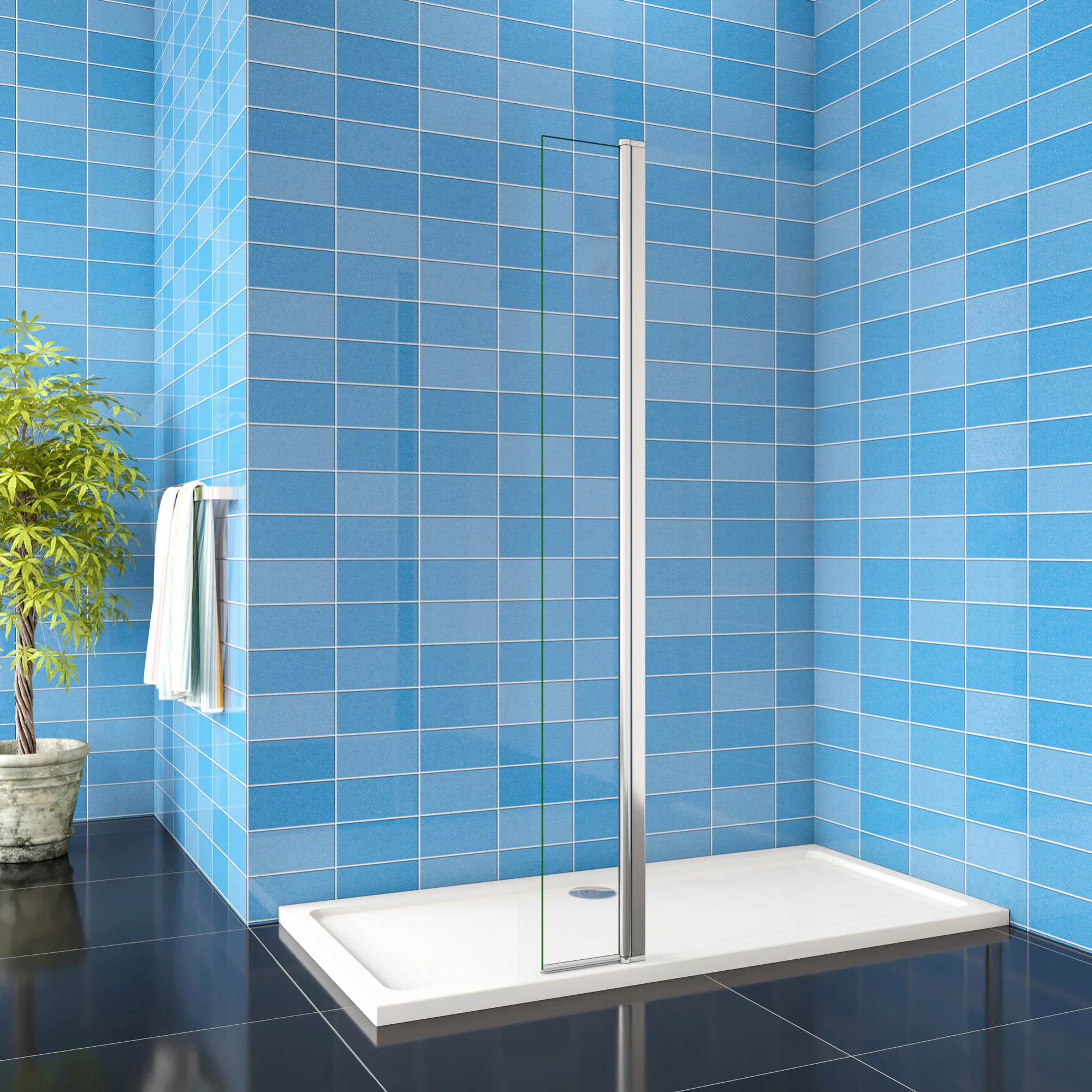 AICA Panel de ducha Lateral giratorio Vidrio 8mm Antical con Perfil ...