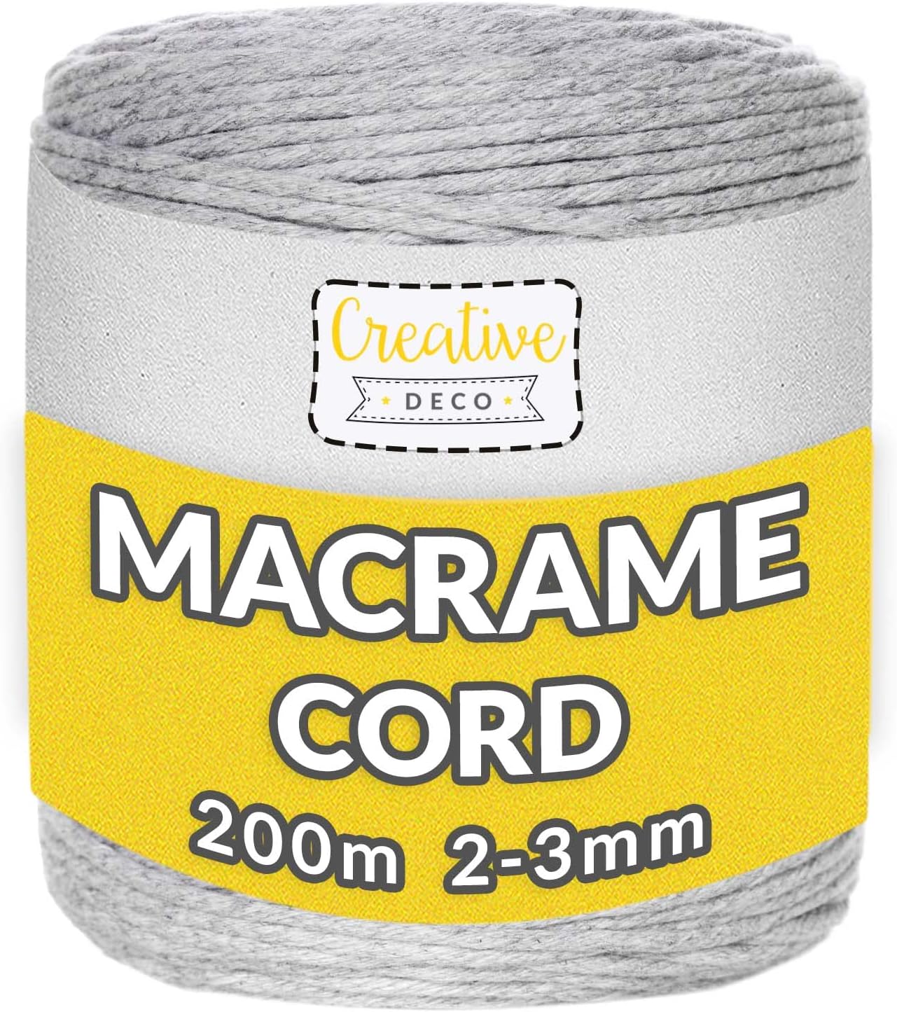 Creative Deco Corda Macrame 3mm x 200m Filo Cotone Grigio Chiaro ...