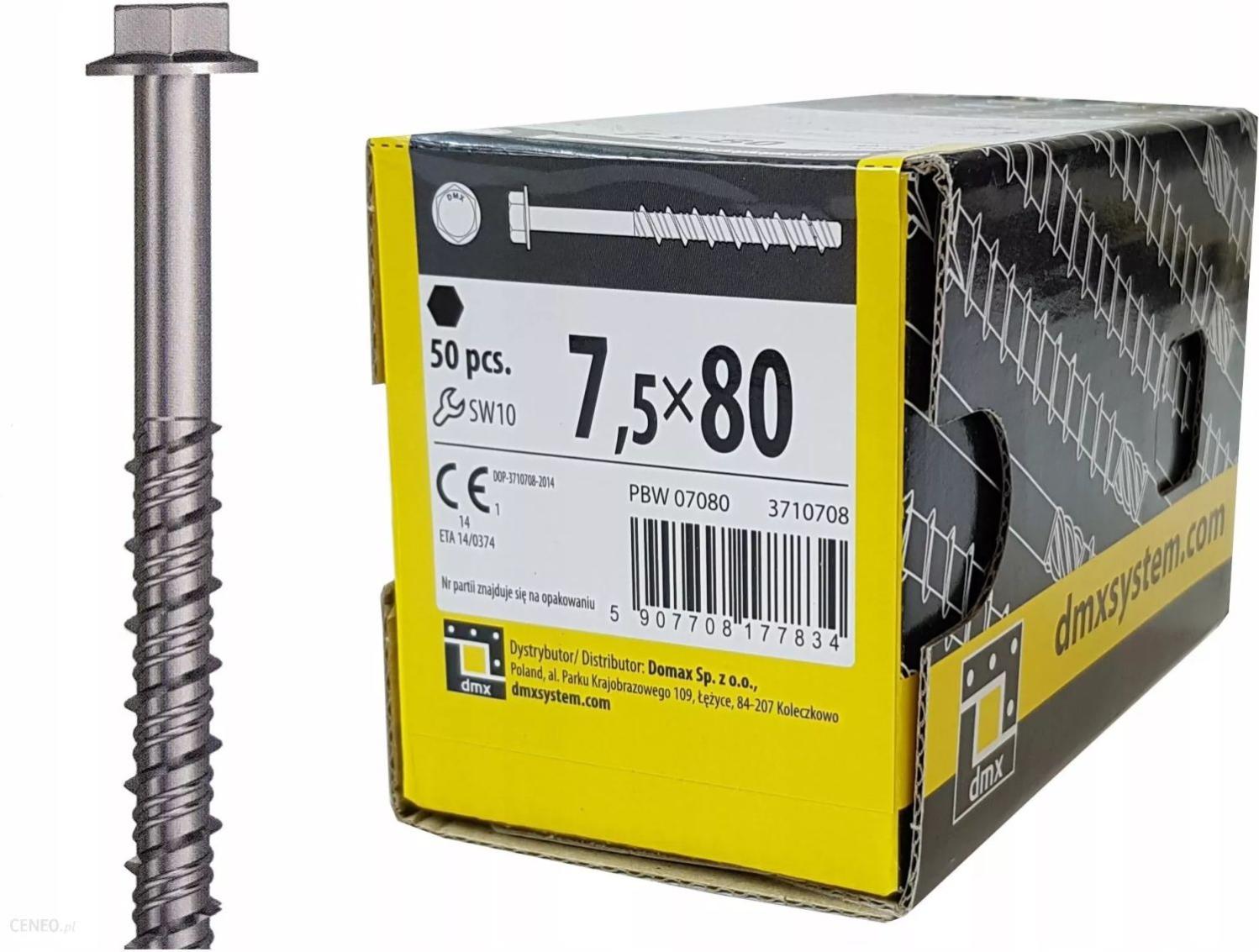 Boîte de 50 vis d'ancrage béton 7,5 x 80 | Bricoman