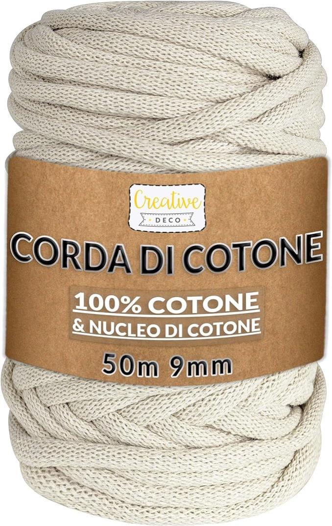 Creative Deco Corda Macrame 9mm x 50m Filo Cotone Avorio | Cotone per ...