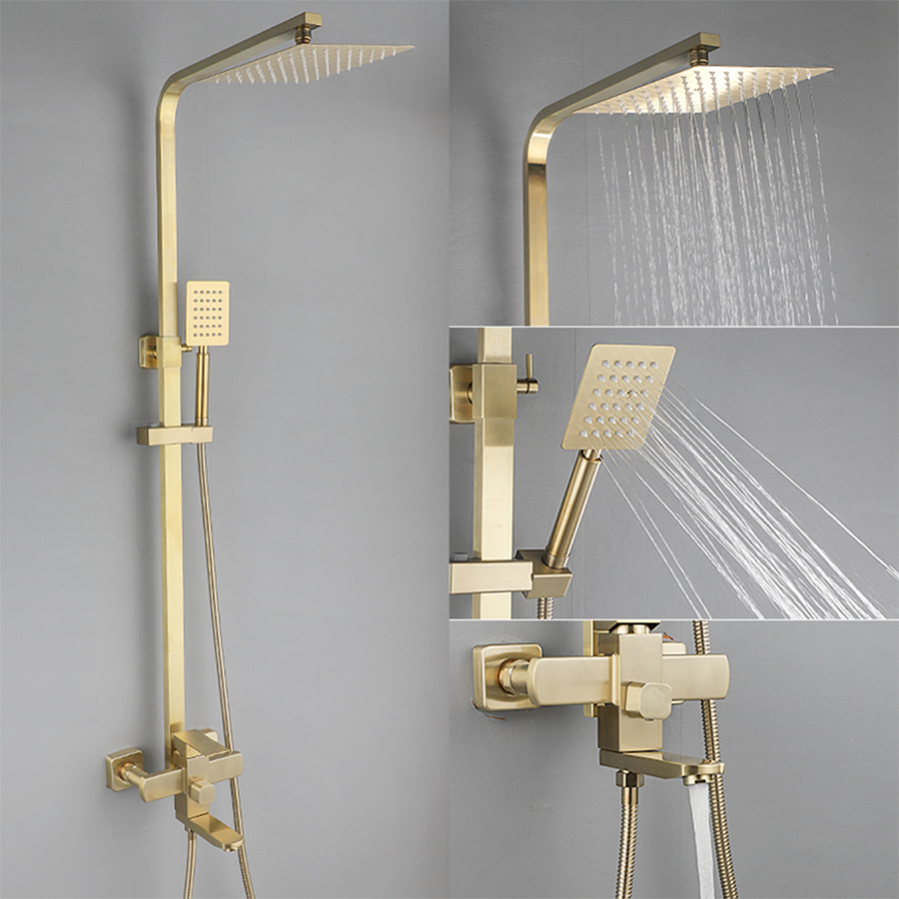 Columna de baño y ducha de pared, dorado, 3 funciones Denia | Leroy Merlin