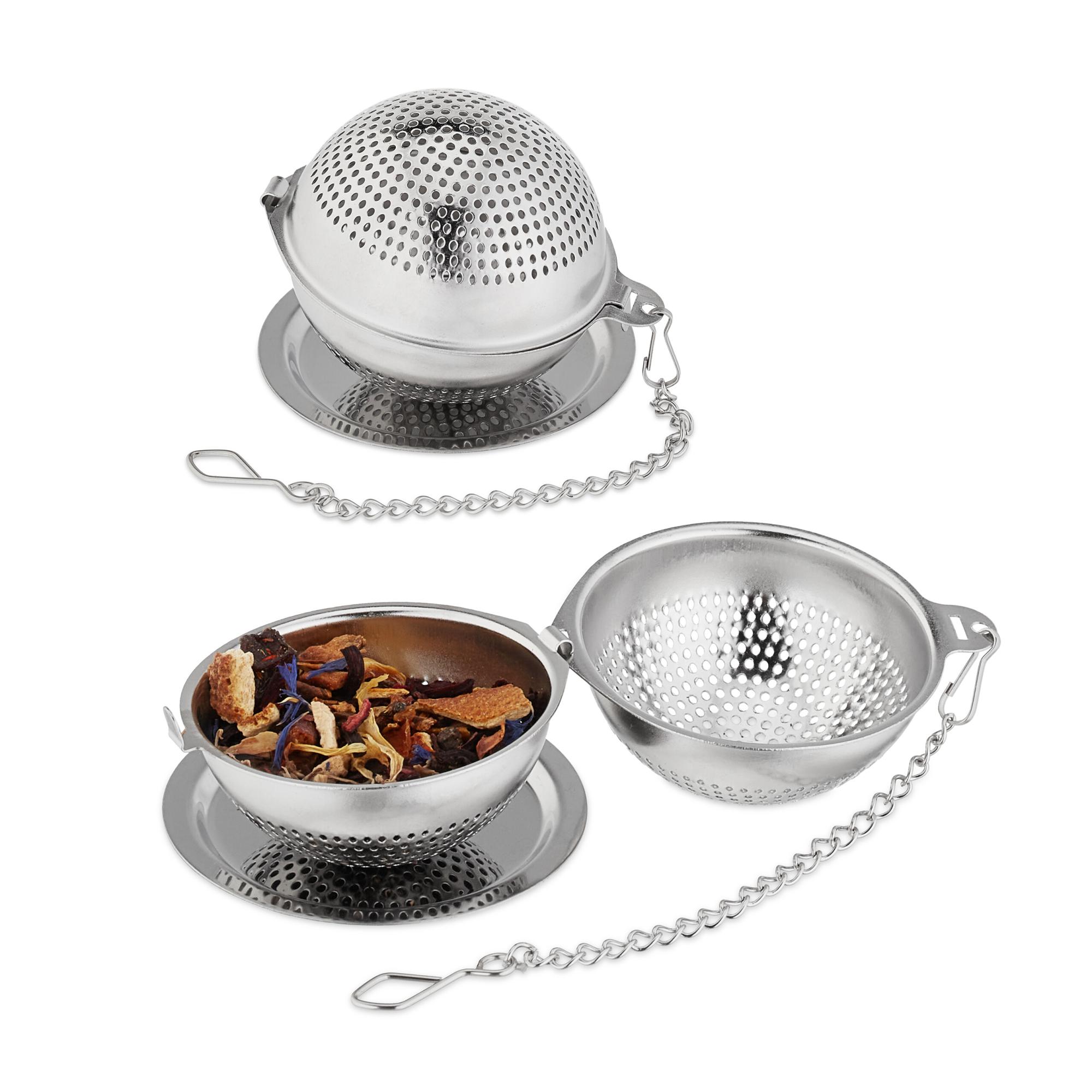 Relaxdays Infusore a Uovo per Tisane, Set da 2, Colino per Tè Sfuso, a ...