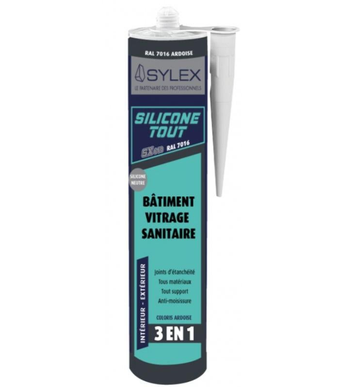 Mastic Sylex SX 640 Silicone 3 en 1 Silicone Tout 280ml (RAL 7016 Gris ...