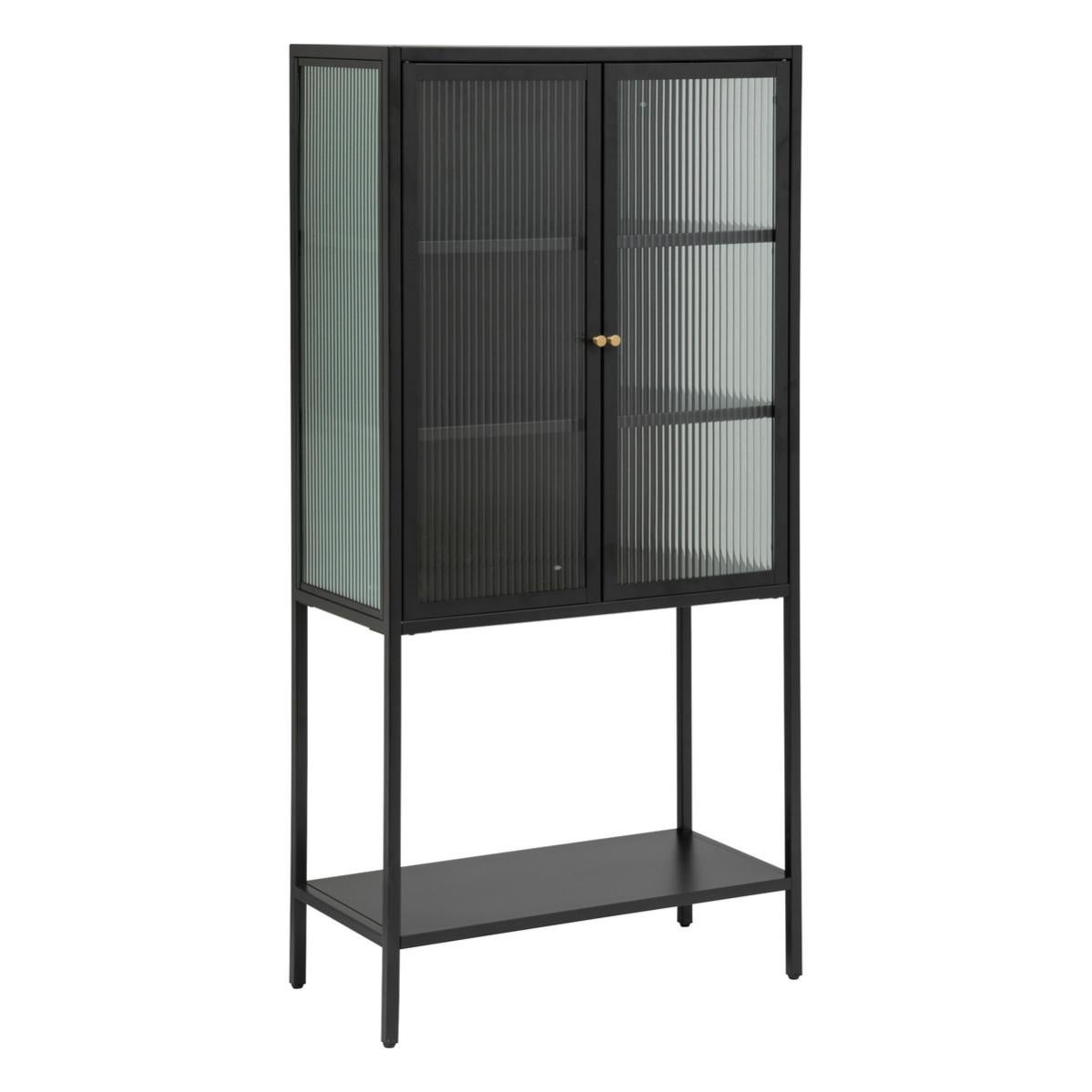 Escaparate Aldir - metal y vidrio templado - negro - 70x150 cm - Atmosphera créateur d'intérieur ...