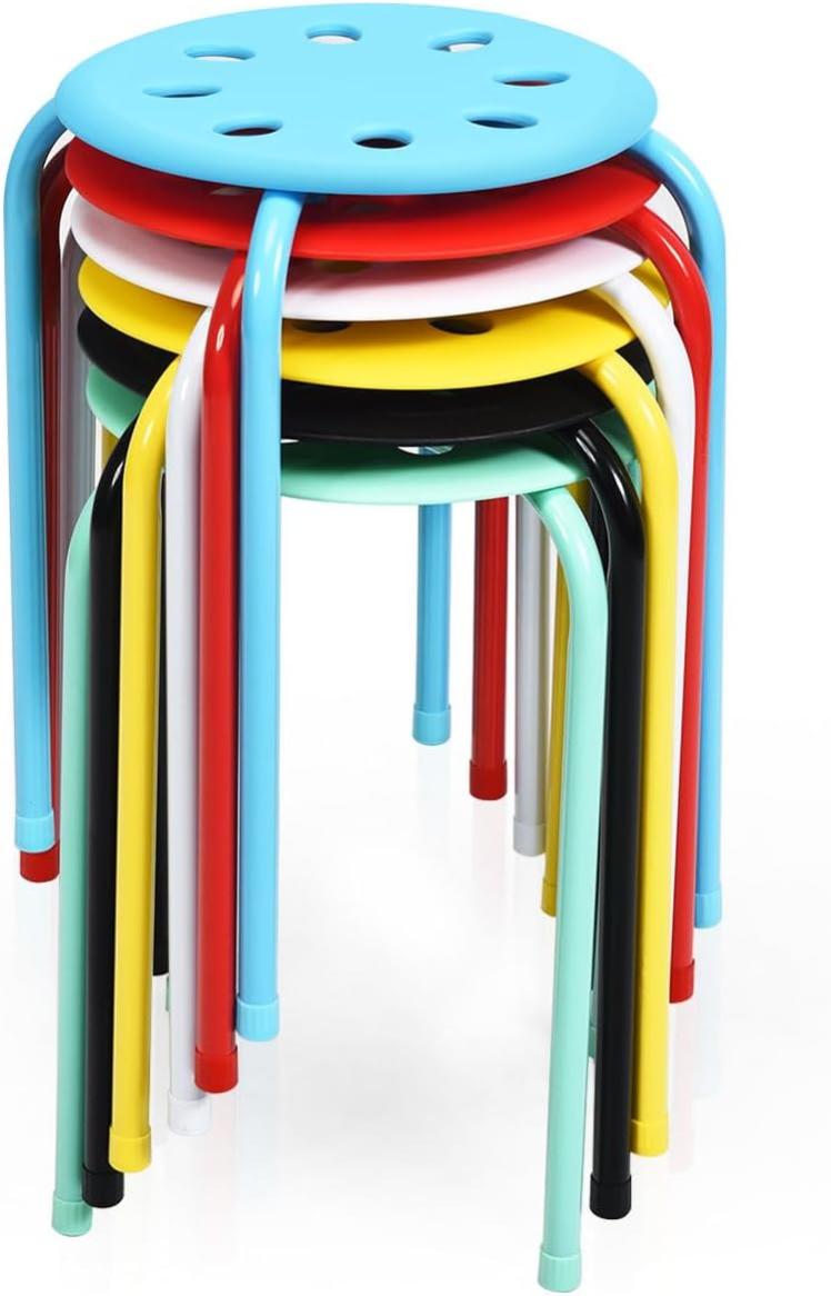 Lot de 6 Tabourets Empilables, Tabourets de Bars Ronds Structure en ...